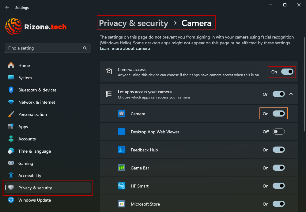 Fix Windows 11 Camera Error 0xA00F4244 → Rizonetech.com
